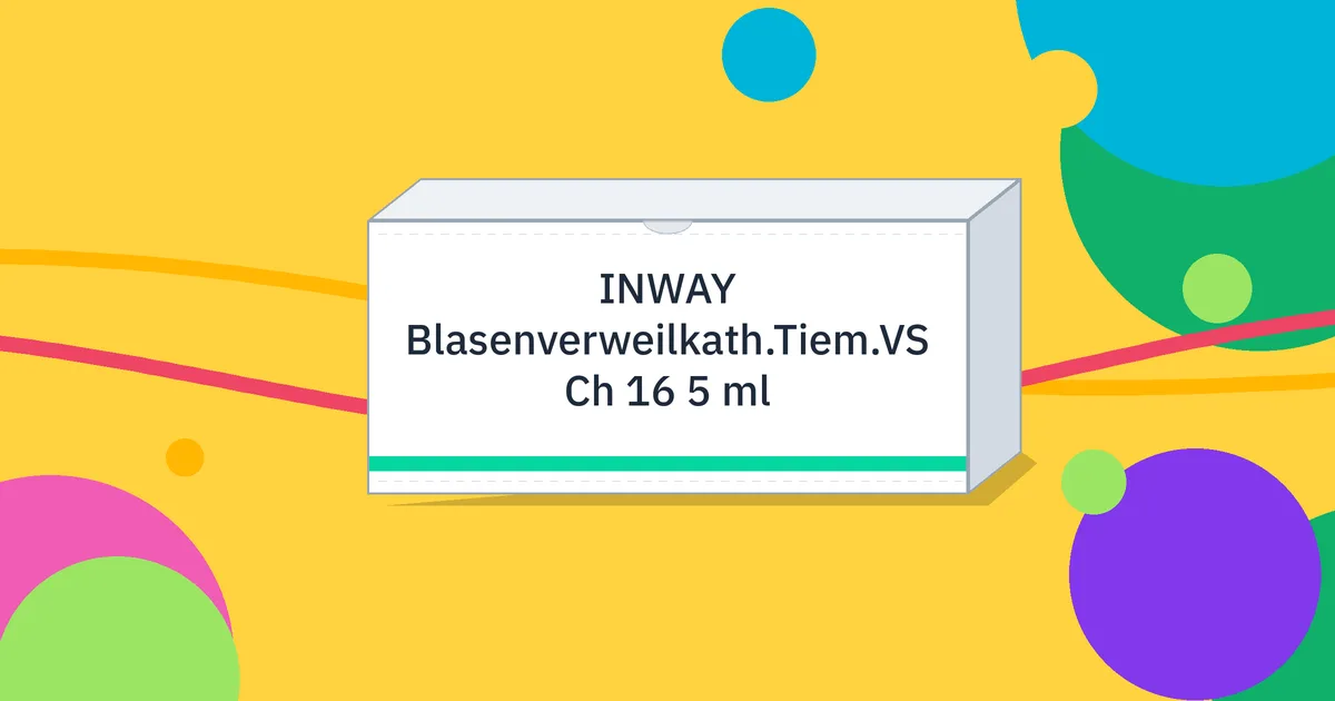 Symbolbild: Packung mit der Aufschrift INWAY Blasenverweilkath.Tiem.VS Ch 16 5 ml (PZN 00048449) – Verfügbarkeit und Bezug in Apotheken in Frankfurt am Main