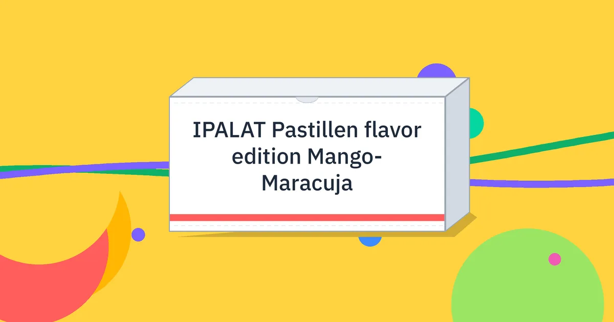 Symbolbild: Packung mit der Aufschrift IPALAT Pastillen flavor edition Mango-Maracuja (PZN 17468612) – Verfügbarkeit und Bezug in Apotheken in Frankfurt am Main