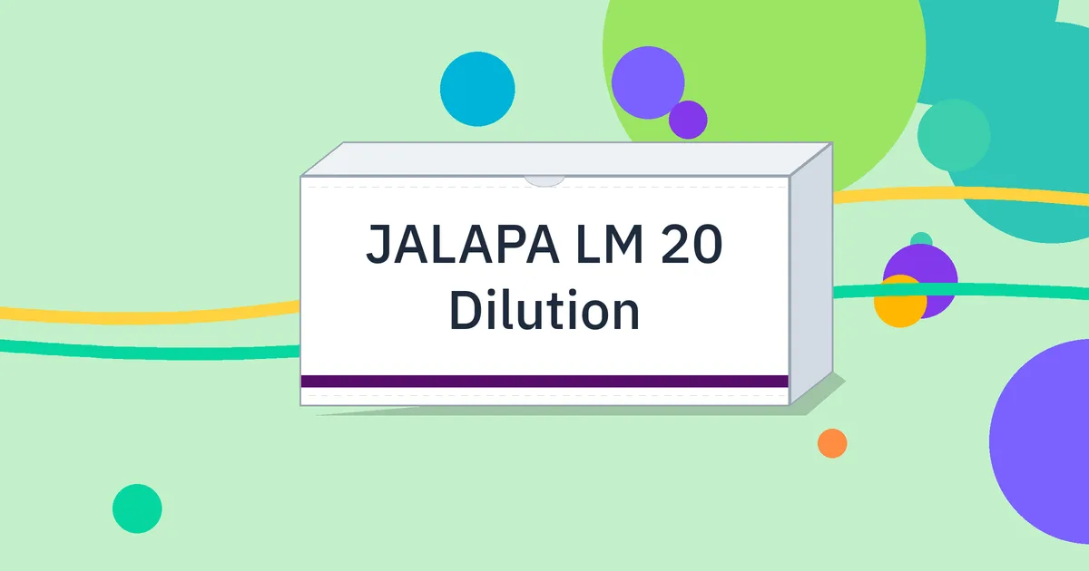 Symbolbild: Packung mit der Aufschrift JALAPA LM 20 Dilution (PZN 13561941) – Verfügbarkeit und Bezug in Apotheken in Frankfurt am Main