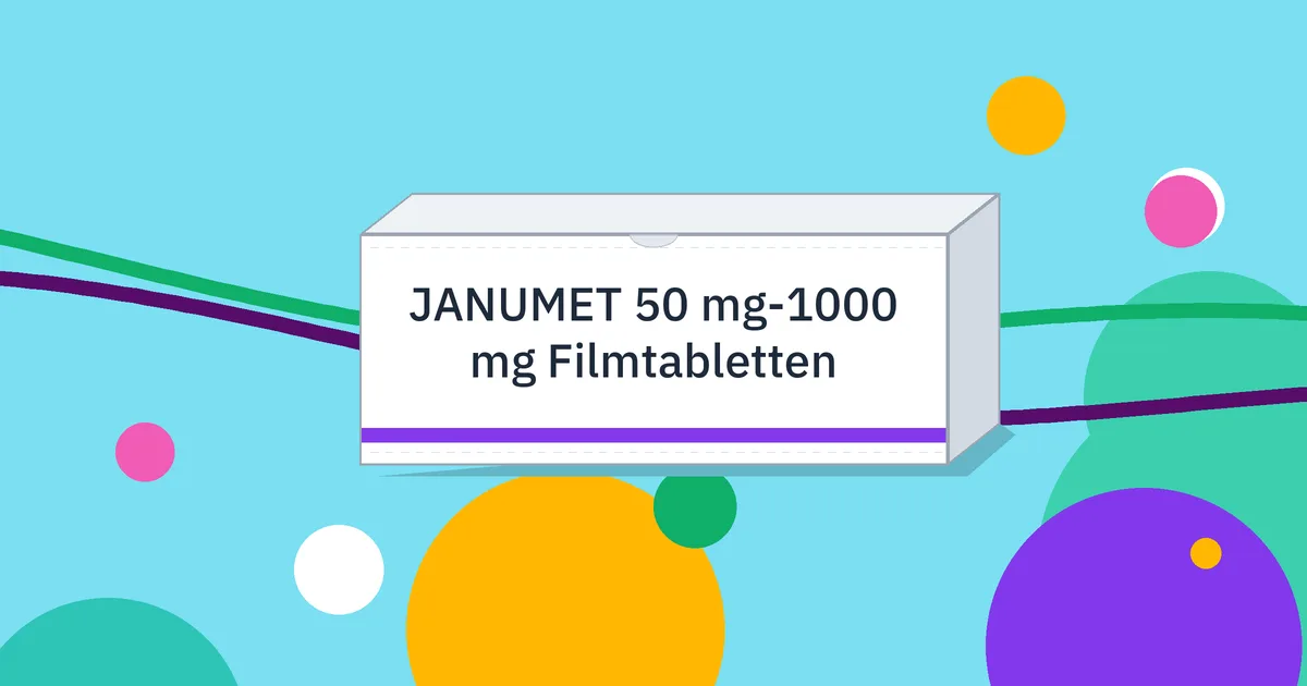 Symbolbild: Packung mit der Aufschrift JANUMET 50 mg-1000 mg Filmtabletten (PZN 18891117) – Verfügbarkeit und Bezug in Apotheken in Frankfurt am Main
