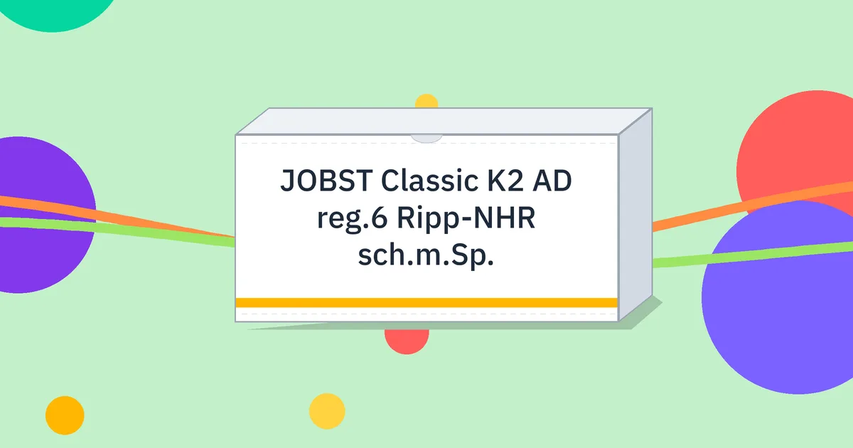Symbolbild: Packung mit der Aufschrift JOBST Classic K2 AD reg.6 Ripp-NHR sch.m.Sp. (PZN 13061859) – Verfügbarkeit und Bezug in Apotheken in Frankfurt am Main