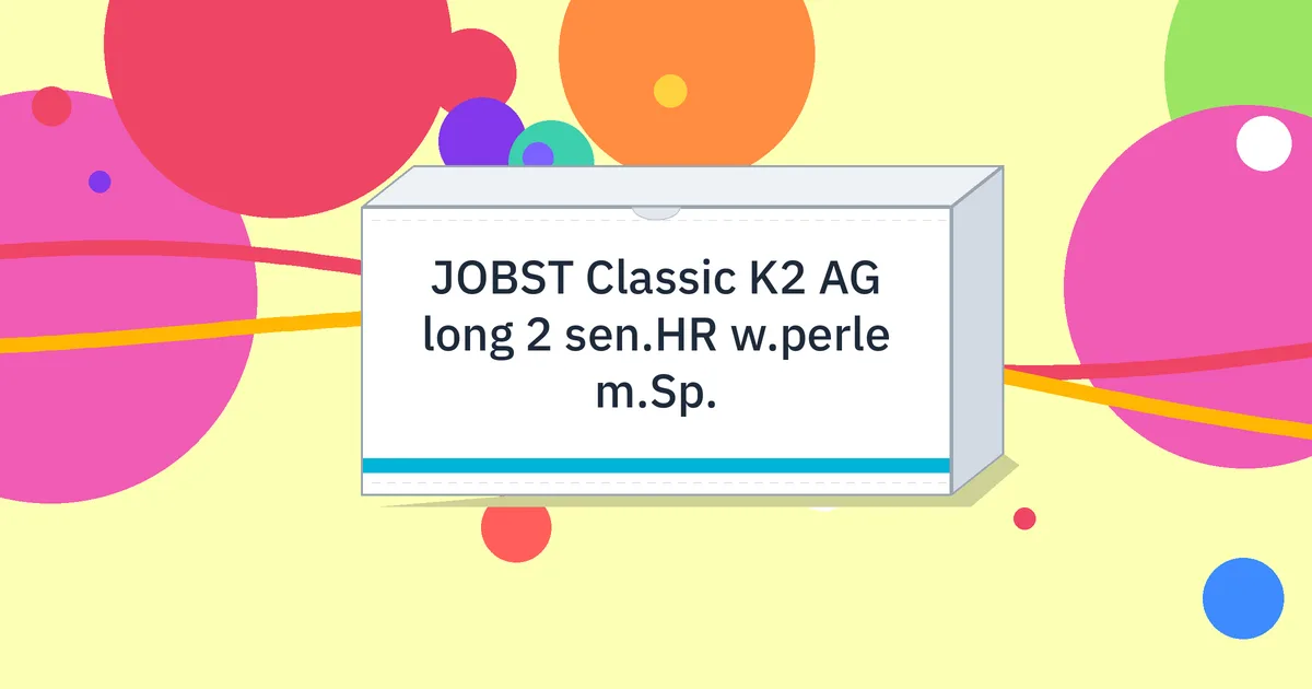 Symbolbild: Packung mit der Aufschrift JOBST Classic K2 AG long 2 sen.HR w.perle m.Sp. (PZN 17959592) – Verfügbarkeit und Bezug in Apotheken in Frankfurt am Main