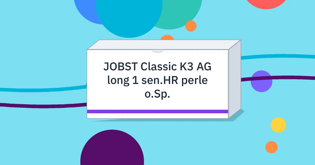 Symbolbild: Packung mit der Aufschrift JOBST Classic K3 AG long 1 sen.HR perle o.Sp. (PZN 17957860) – Verfügbarkeit und Bezug in Apotheken in Frankfurt am Main