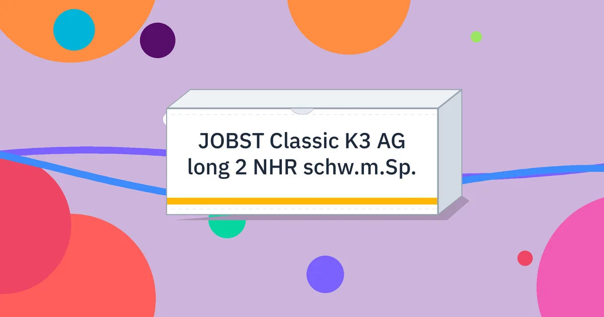 Symbolbild: Packung mit der Aufschrift JOBST Classic K3 AG long 2 NHR schw.m.Sp. (PZN 13071728) – Verfügbarkeit und Bezug in Apotheken in Frankfurt am Main
