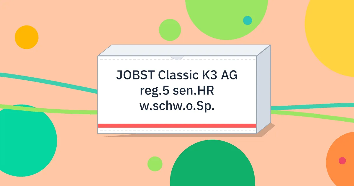 Symbolbild: Packung mit der Aufschrift JOBST Classic K3 AG reg.5 sen.HR w.schw.o.Sp. (PZN 17957541) – Verfügbarkeit und Bezug in Apotheken in Frankfurt am Main