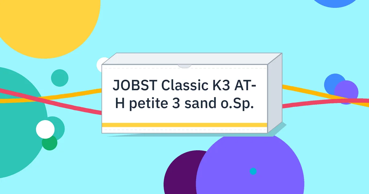 Symbolbild: Packung mit der Aufschrift JOBST Classic K3 AT-H petite 3 sand o.Sp. (PZN 13076950) – Verfügbarkeit und Bezug in Apotheken in Frankfurt am Main
