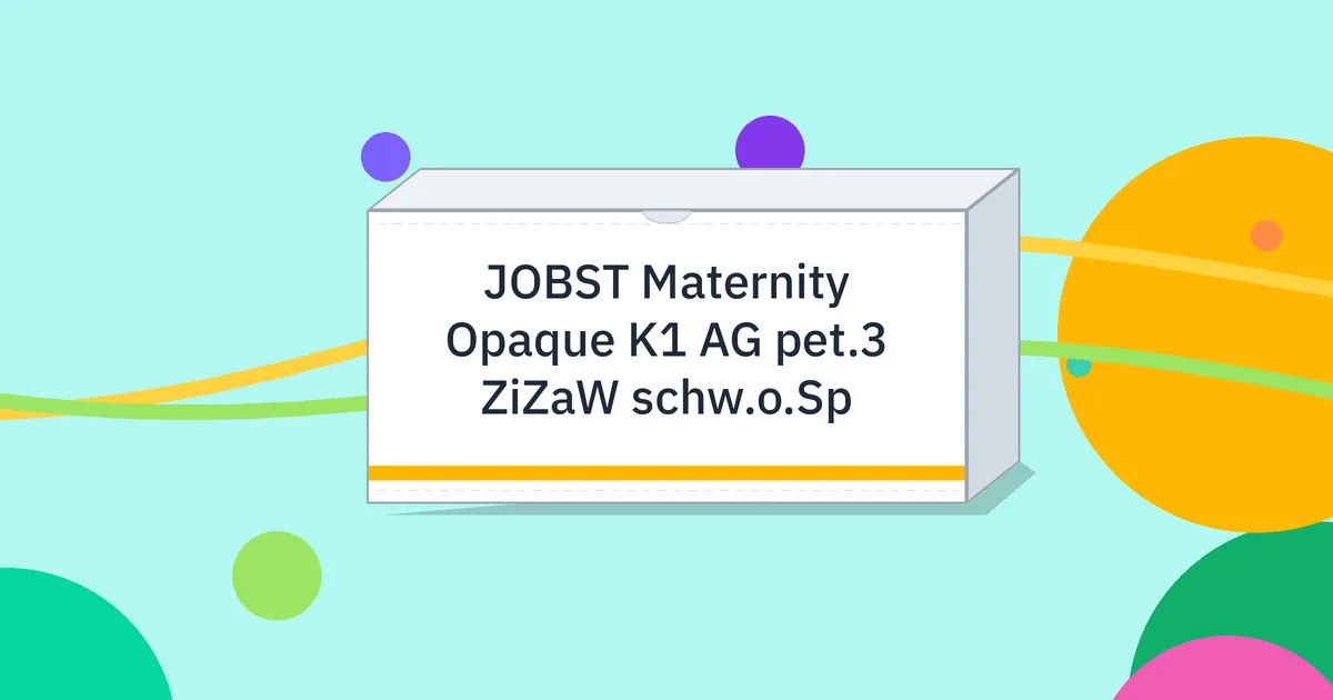 Symbolbild: Packung mit der Aufschrift JOBST Maternity Opaque K1 AG pet.3 ZiZaW schw.o.Sp (PZN 15852677) – Verfügbarkeit und Bezug in Apotheken in Frankfurt am Main