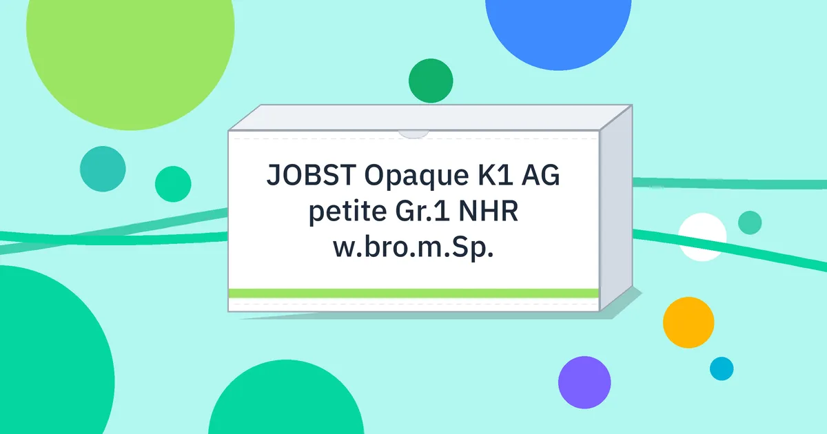 Symbolbild: Packung mit der Aufschrift JOBST Opaque K1 AG petite Gr.1 NHR w.bro.m.Sp. (PZN 13084731) – Verfügbarkeit und Bezug in Apotheken in Frankfurt am Main