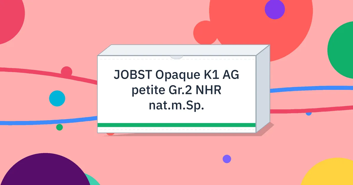 Symbolbild: Packung mit der Aufschrift JOBST Opaque K1 AG petite Gr.2 NHR nat.m.Sp. (PZN 13084524) – Verfügbarkeit und Bezug in Apotheken in Frankfurt am Main