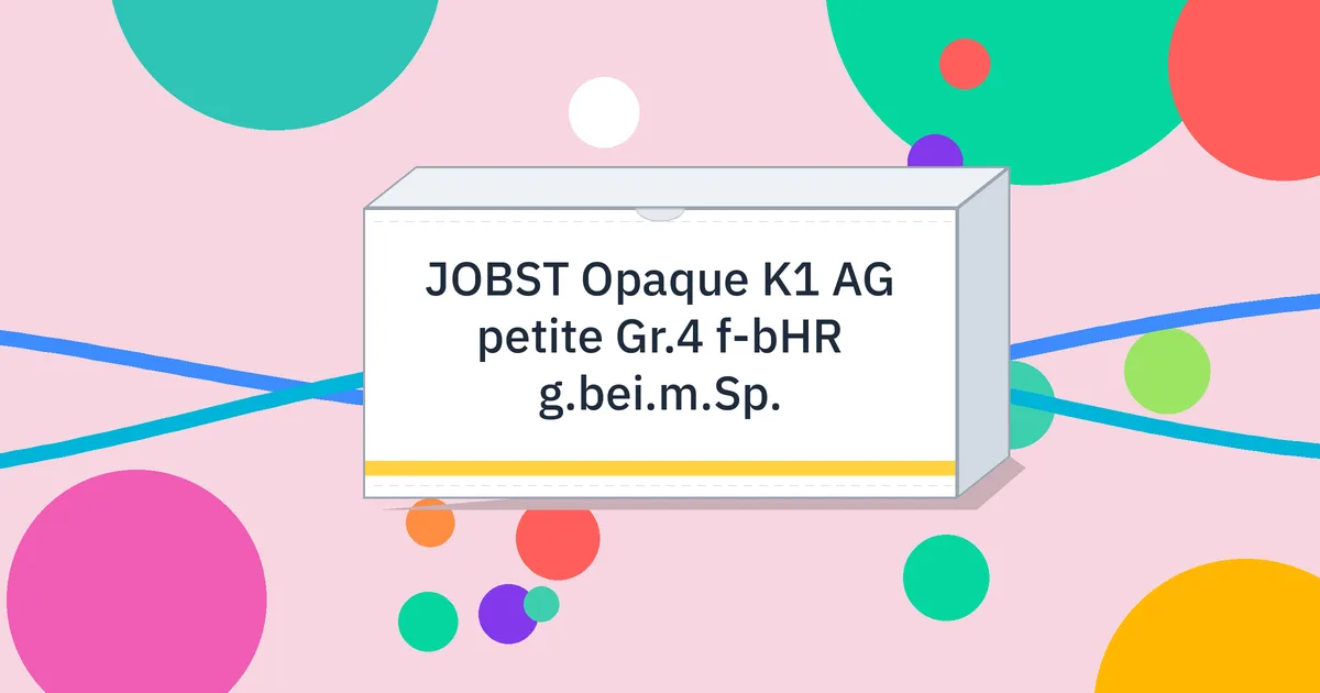 Symbolbild: Packung mit der Aufschrift JOBST Opaque K1 AG petite Gr.4 f-bHR g.bei.m.Sp. (PZN 16268733) – Verfügbarkeit und Bezug in Apotheken in Frankfurt am Main