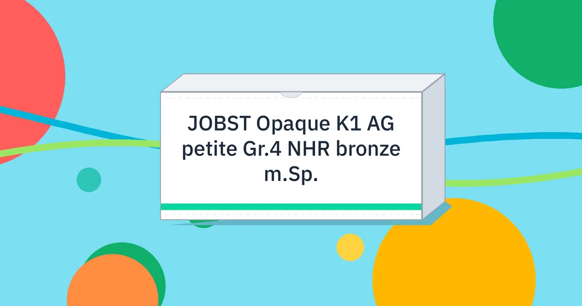 Symbolbild: Packung mit der Aufschrift JOBST Opaque K1 AG petite Gr.4 NHR bronze m.Sp. (PZN 13084286) – Verfügbarkeit und Bezug in Apotheken in Frankfurt am Main