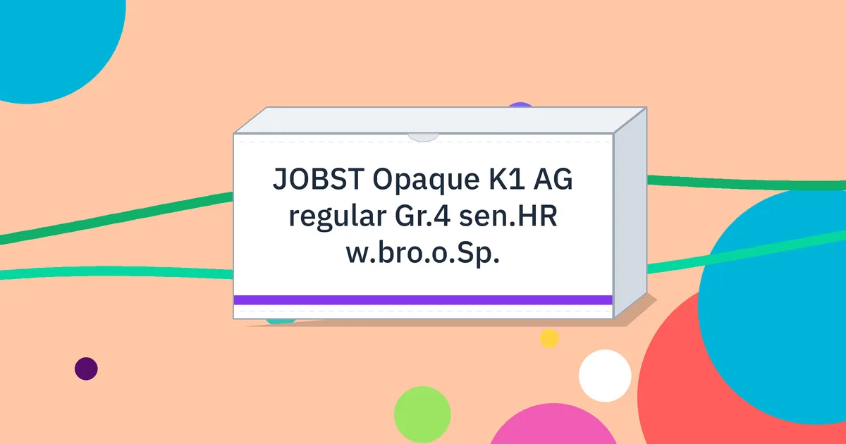 Symbolbild: Packung mit der Aufschrift JOBST Opaque K1 AG regular Gr.4 sen.HR w.bro.o.Sp. (PZN 13096237) – Verfügbarkeit und Bezug in Apotheken in Frankfurt am Main