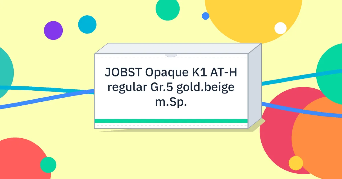 Symbolbild: Packung mit der Aufschrift JOBST Opaque K1 AT-H regular Gr.5 gold.beige m.Sp. (PZN 16274811) – Verfügbarkeit und Bezug in Apotheken in Frankfurt am Main
