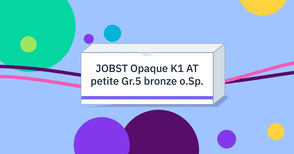 Symbolbild: Packung mit der Aufschrift JOBST Opaque K1 AT petite Gr.5 bronze o.Sp. (PZN 13103948) – Verfügbarkeit und Bezug in Apotheken in Frankfurt am Main
