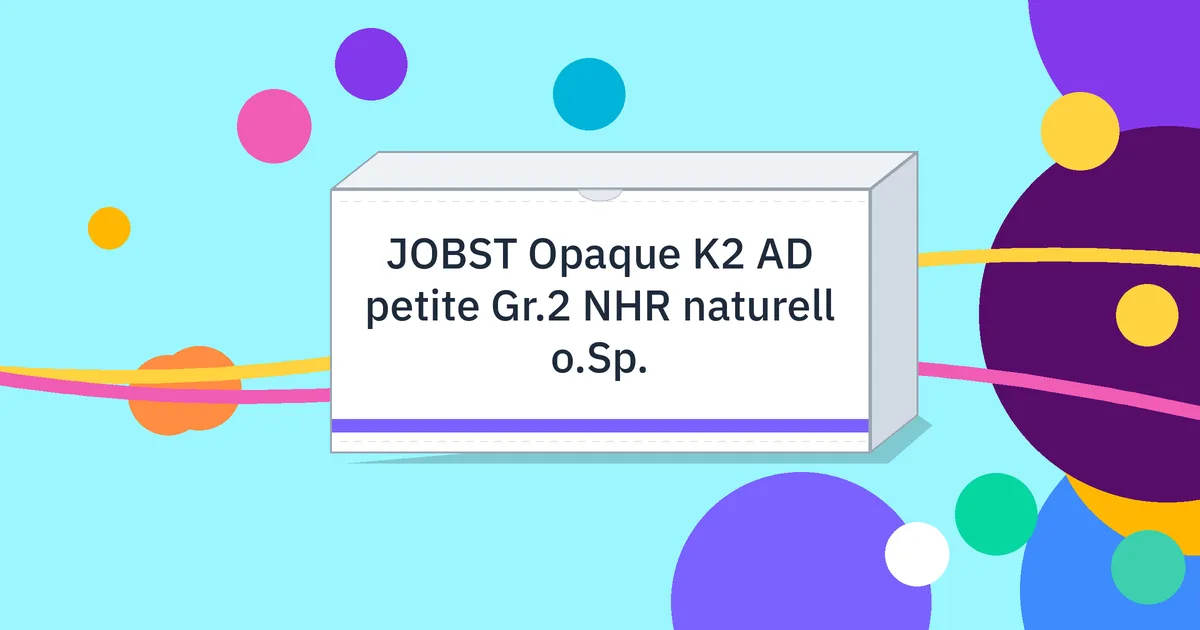 Symbolbild: Packung mit der Aufschrift JOBST Opaque K2 AD petite Gr.2 NHR naturell o.Sp. (PZN 13109827) – Verfügbarkeit und Bezug in Apotheken in Frankfurt am Main