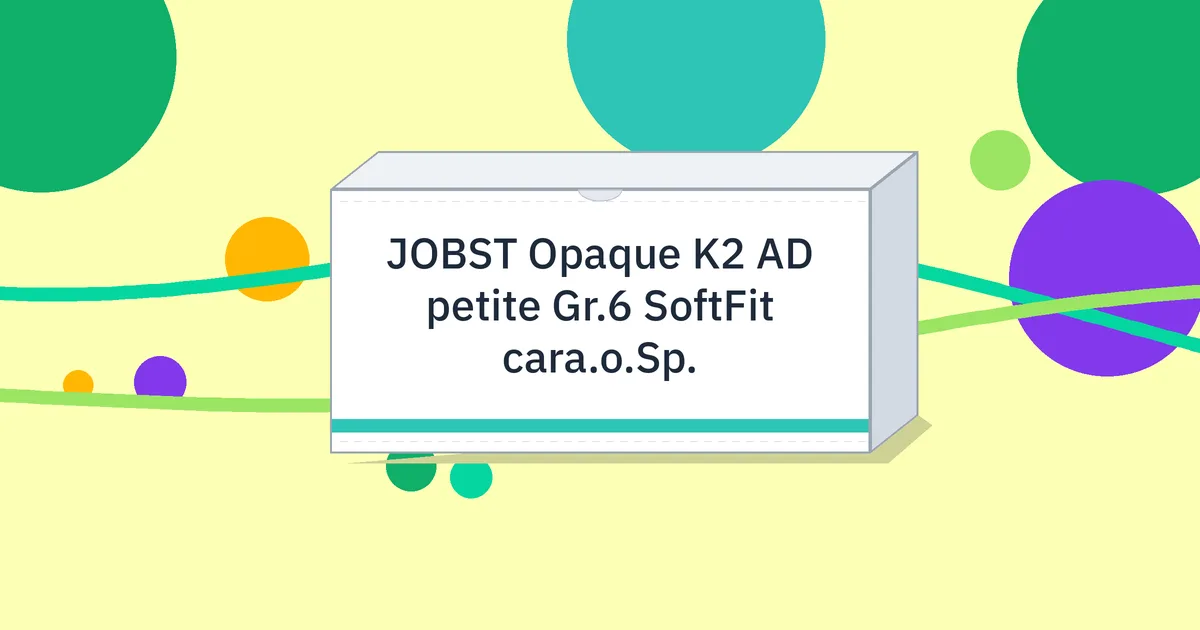 Symbolbild: Packung mit der Aufschrift JOBST Opaque K2 AD petite Gr.6 SoftFit cara.o.Sp. (PZN 11250295) – Verfügbarkeit und Bezug in Apotheken in Frankfurt am Main