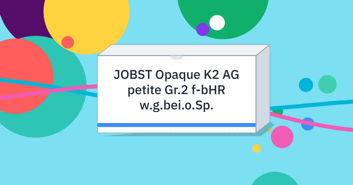 Symbolbild: Packung mit der Aufschrift JOBST Opaque K2 AG petite Gr.2 f-bHR w.g.bei.o.Sp. (PZN 16283951) – Verfügbarkeit und Bezug in Apotheken in Frankfurt am Main