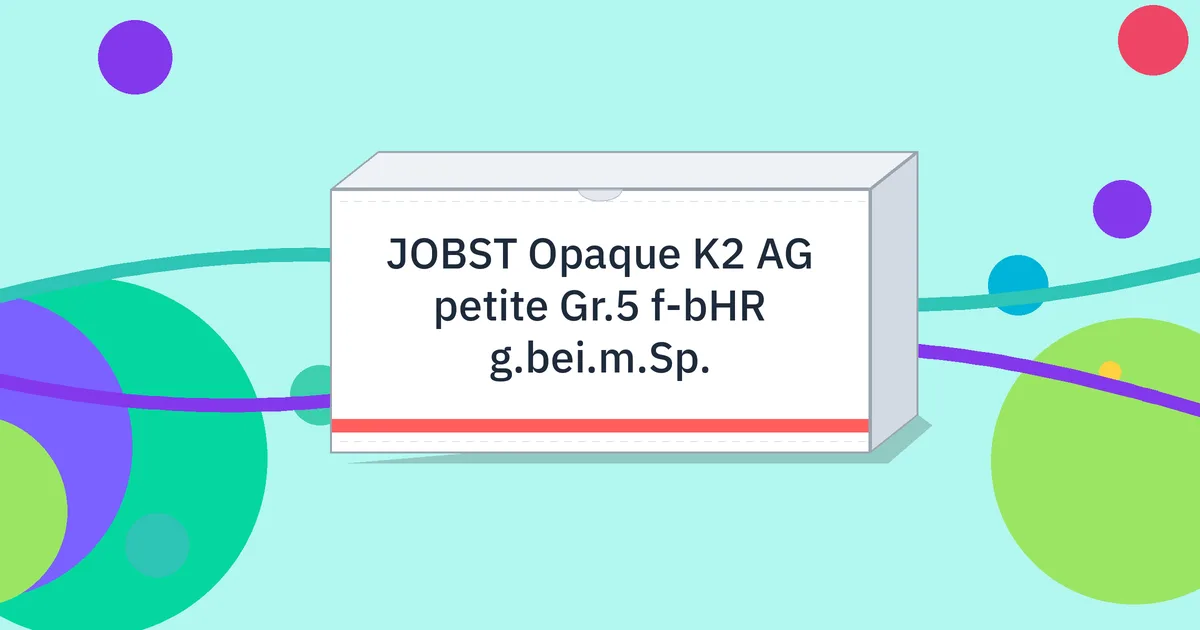 Symbolbild: Packung mit der Aufschrift JOBST Opaque K2 AG petite Gr.5 f-bHR g.bei.m.Sp. (PZN 16283649) – Verfügbarkeit und Bezug in Apotheken in Frankfurt am Main