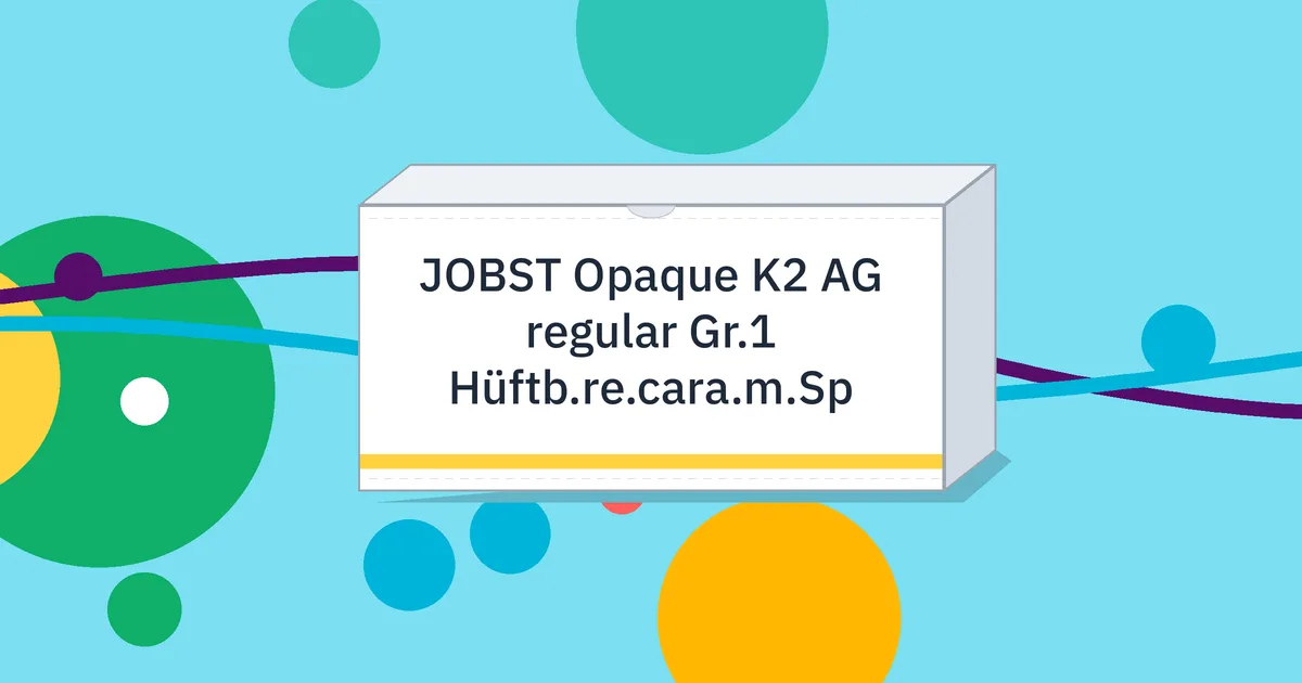 Symbolbild: Packung mit der Aufschrift JOBST Opaque K2 AG regular Gr.1 Hüftb.re.cara.m.Sp (PZN 13117169) – Verfügbarkeit und Bezug in Apotheken in Frankfurt am Main