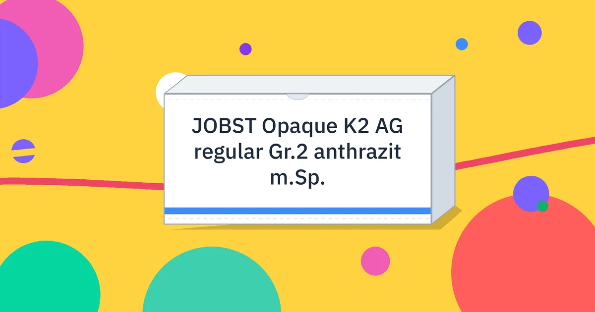 Symbolbild: Packung mit der Aufschrift JOBST Opaque K2 AG regular Gr.2 anthrazit m.Sp. (PZN 16282851) – Verfügbarkeit und Bezug in Apotheken in Frankfurt am Main