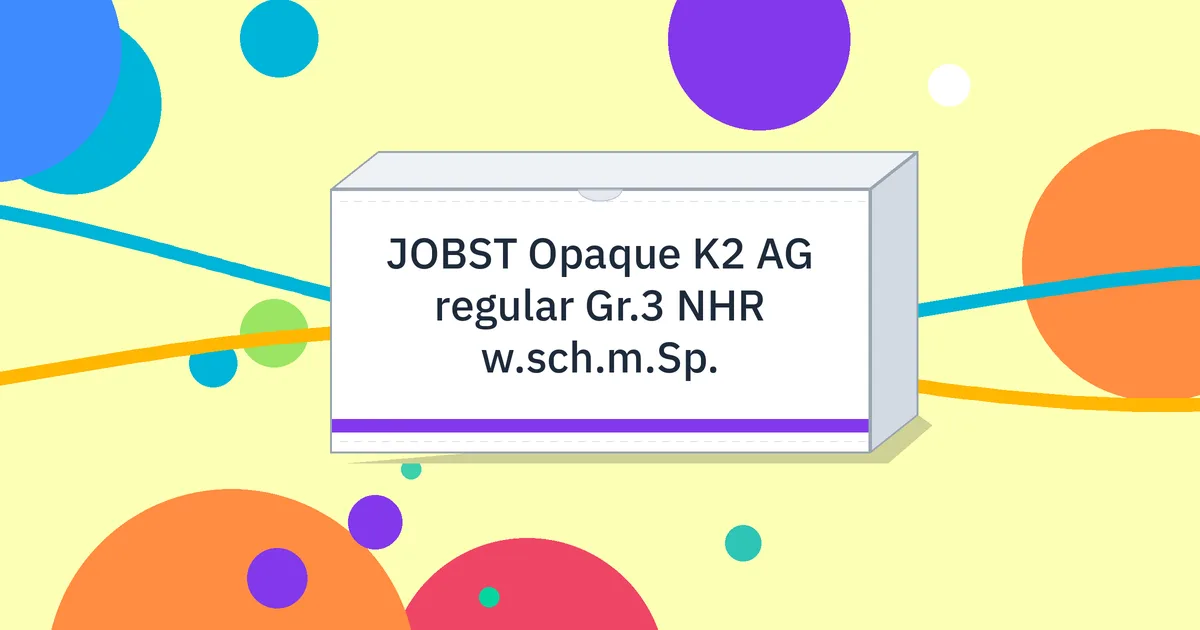 Symbolbild: Packung mit der Aufschrift JOBST Opaque K2 AG regular Gr.3 NHR w.sch.m.Sp. (PZN 11253856) – Verfügbarkeit und Bezug in Apotheken in Frankfurt am Main