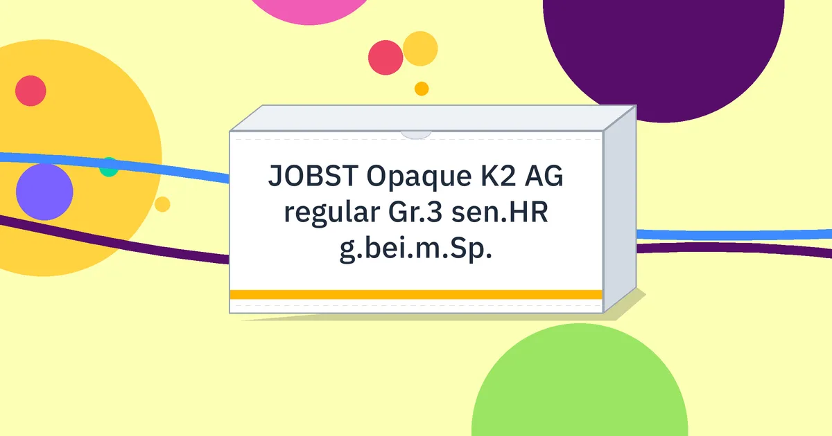 Symbolbild: Packung mit der Aufschrift JOBST Opaque K2 AG regular Gr.3 sen.HR g.bei.m.Sp. (PZN 16280668) – Verfügbarkeit und Bezug in Apotheken in Frankfurt am Main