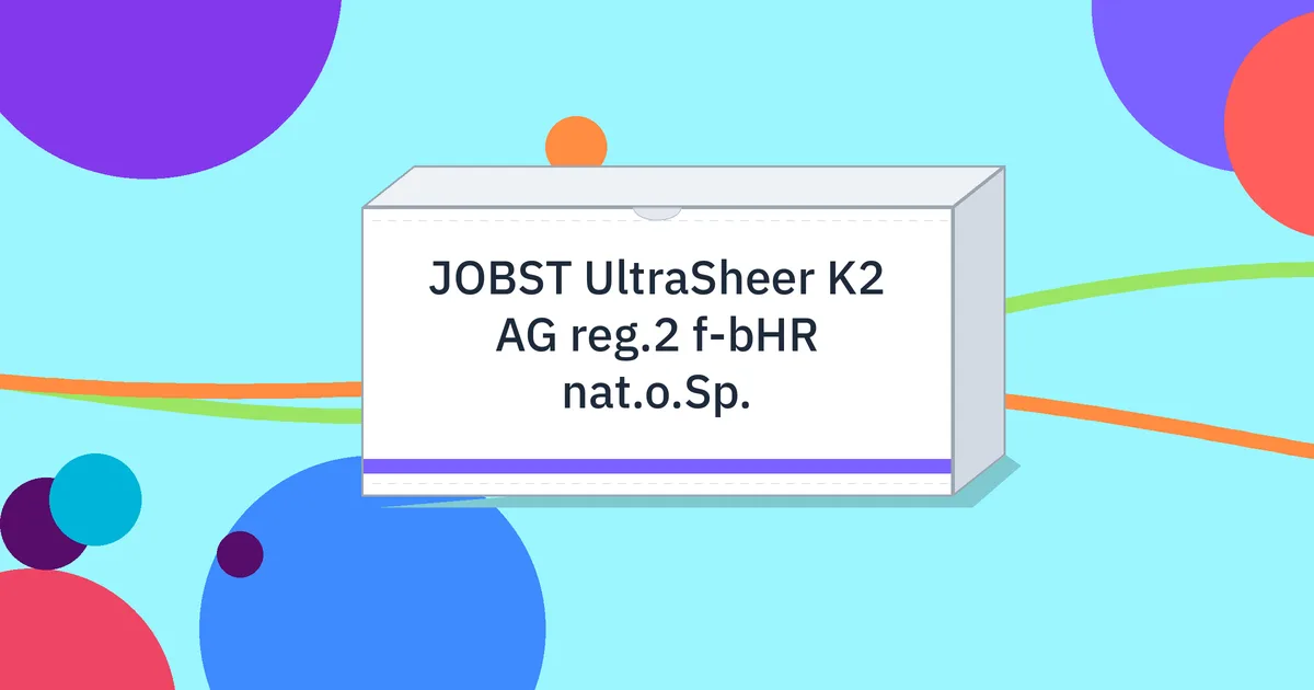 Symbolbild: Packung mit der Aufschrift JOBST UltraSheer K2 AG reg.2 f-bHR nat.o.Sp. (PZN 10725112) – Verfügbarkeit und Bezug in Apotheken in Frankfurt am Main