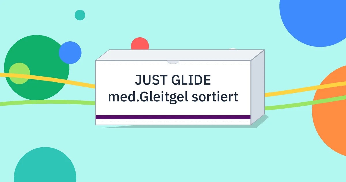 Symbolbild: Packung mit der Aufschrift JUST GLIDE med.Gleitgel sortiert (PZN 10227437) – Verfügbarkeit und Bezug in Apotheken in Frankfurt am Main