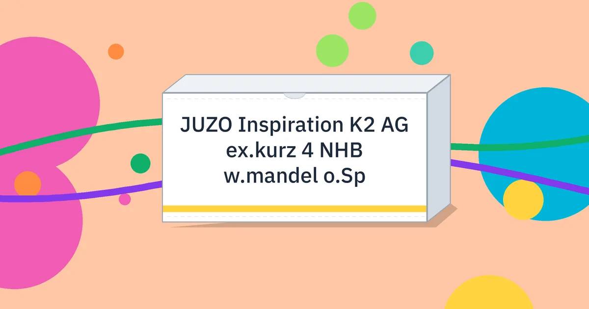 Symbolbild: Packung mit der Aufschrift JUZO Inspiration K2 AG ex.kurz 4 NHB w.mandel o.Sp (PZN 14963736) – Verfügbarkeit und Bezug in Apotheken in Frankfurt am Main