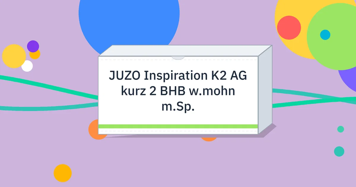 Symbolbild: Packung mit der Aufschrift JUZO Inspiration K2 AG kurz 2 BHB w.mohn m.Sp. (PZN 14850222) – Verfügbarkeit und Bezug in Apotheken in Frankfurt am Main