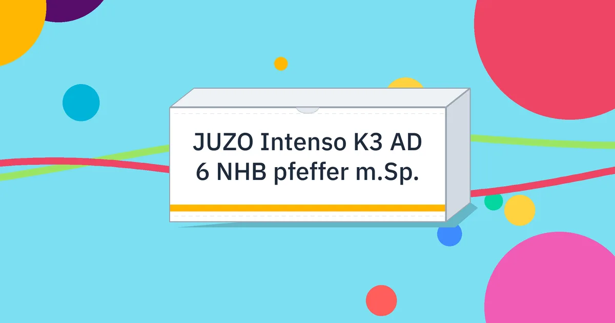 Symbolbild: Packung mit der Aufschrift JUZO Intenso K3 AD 6 NHB pfeffer m.Sp. (PZN 18630782) – Verfügbarkeit und Bezug in Apotheken in Frankfurt am Main