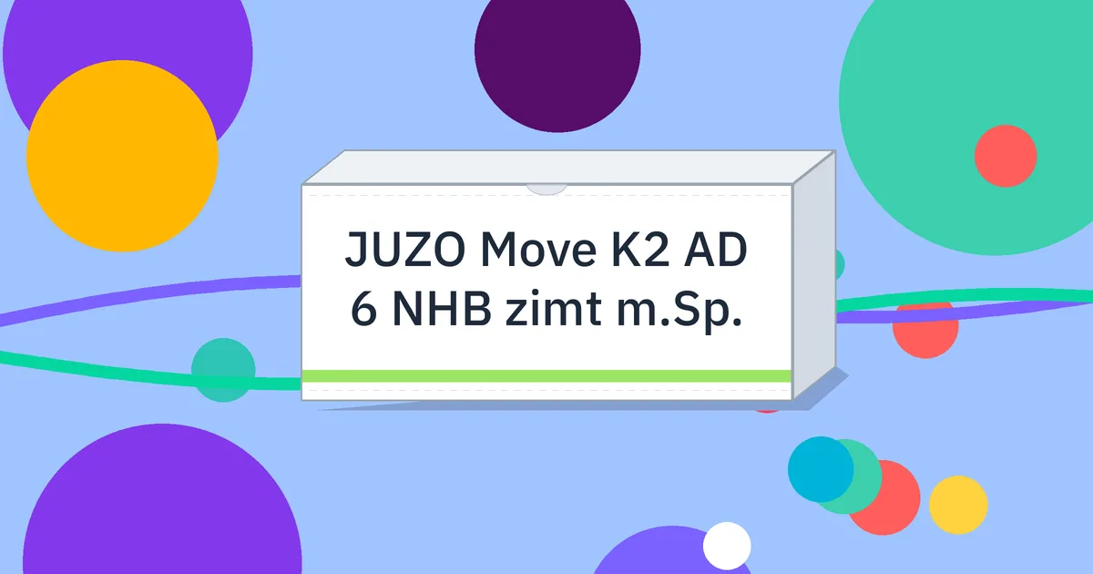 Symbolbild: Packung mit der Aufschrift JUZO Move K2 AD 6 NHB zimt m.Sp. (PZN 18507395) – Verfügbarkeit und Bezug in Apotheken in Frankfurt am Main
