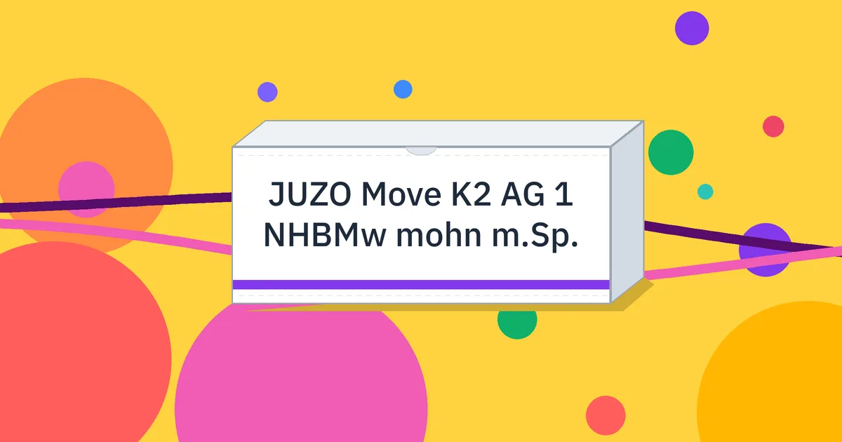 Symbolbild: Packung mit der Aufschrift JUZO Move K2 AG 1 NHBMw mohn m.Sp. (PZN 18555164) – Verfügbarkeit und Bezug in Apotheken in Frankfurt am Main