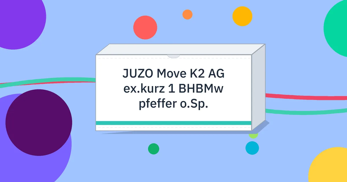 Symbolbild: Packung mit der Aufschrift JUZO Move K2 AG ex.kurz 1 BHBMw pfeffer o.Sp. (PZN 16649582) – Verfügbarkeit und Bezug in Apotheken in Frankfurt am Main