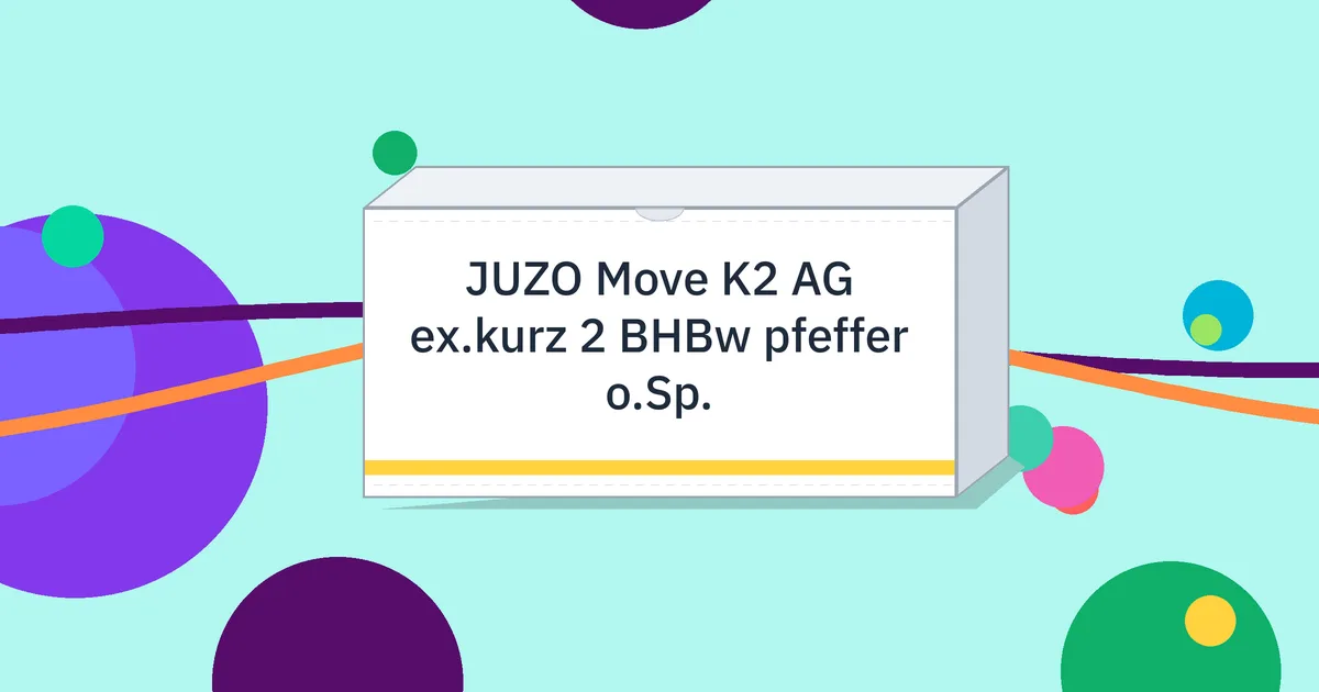 Symbolbild: Packung mit der Aufschrift JUZO Move K2 AG ex.kurz 2 BHBw pfeffer o.Sp. (PZN 16646129) – Verfügbarkeit und Bezug in Apotheken in Frankfurt am Main