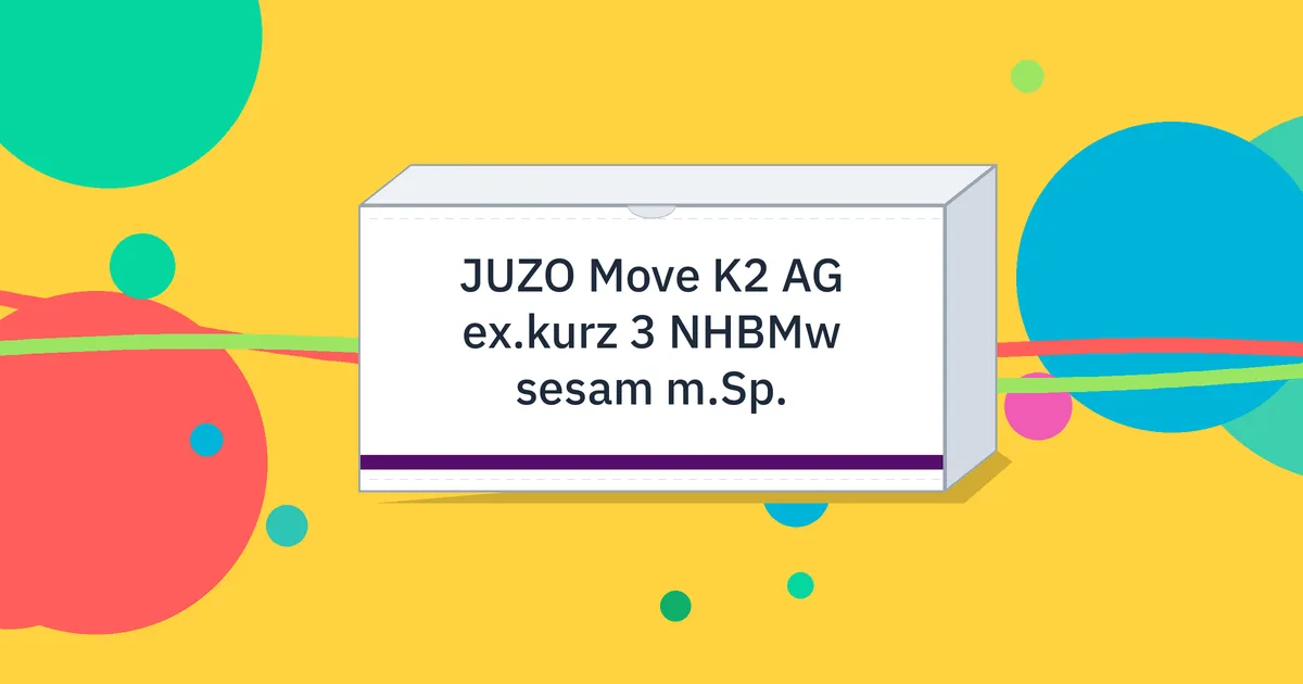 Symbolbild: Packung mit der Aufschrift JUZO Move K2 AG ex.kurz 3 NHBMw sesam m.Sp. (PZN 18531502) – Verfügbarkeit und Bezug in Apotheken in Frankfurt am Main