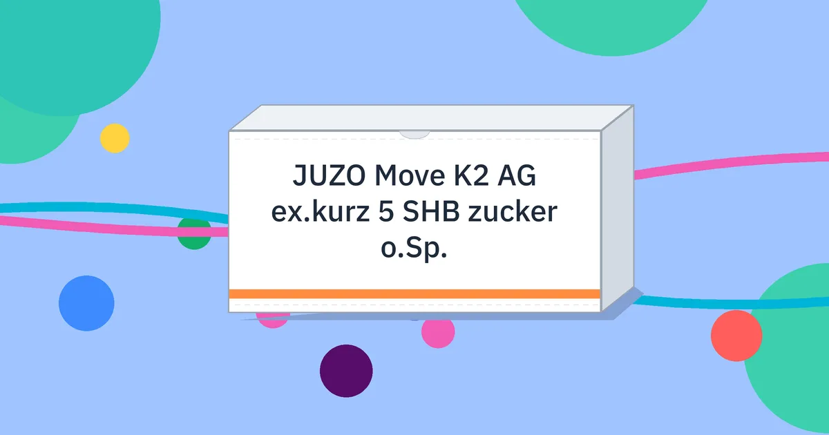 Symbolbild: Packung mit der Aufschrift JUZO Move K2 AG ex.kurz 5 SHB zucker o.Sp. (PZN 18533777) – Verfügbarkeit und Bezug in Apotheken in Frankfurt am Main