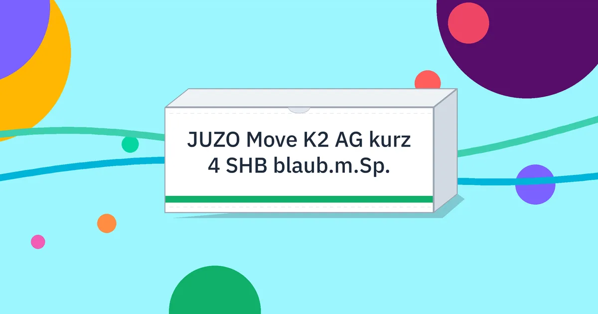 Symbolbild: Packung mit der Aufschrift JUZO Move K2 AG kurz 4 SHB blaub.m.Sp. (PZN 18559506) – Verfügbarkeit und Bezug in Apotheken in Frankfurt am Main