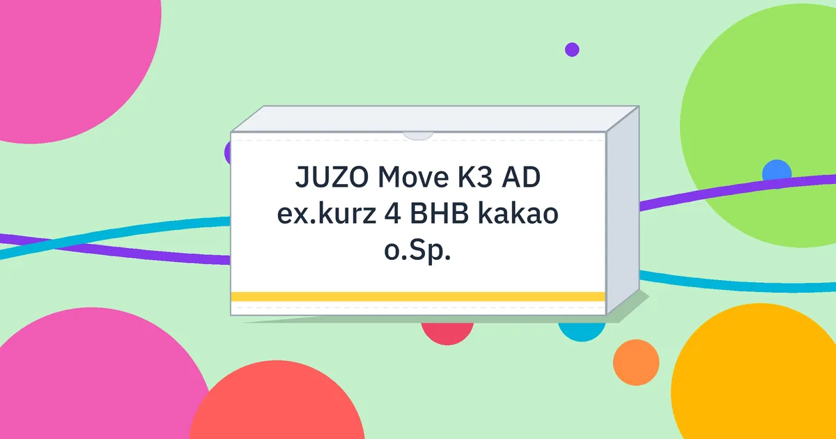Symbolbild: Packung mit der Aufschrift JUZO Move K3 AD ex.kurz 4 BHB kakao o.Sp. (PZN 18574397) – Verfügbarkeit und Bezug in Apotheken in Frankfurt am Main