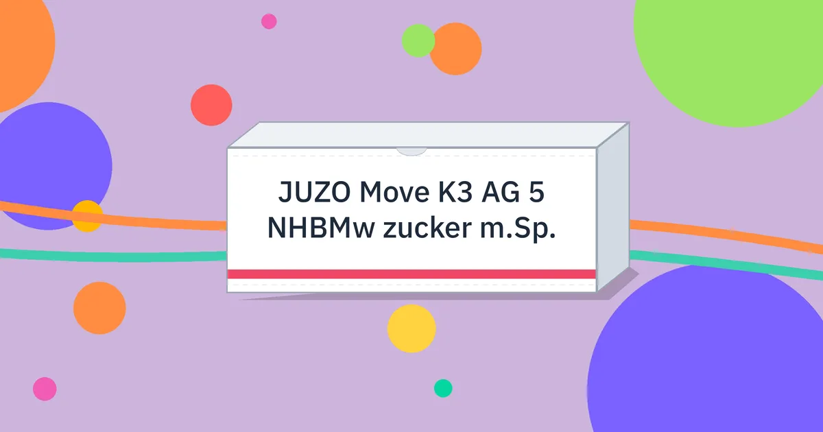 Symbolbild: Packung mit der Aufschrift JUZO Move K3 AG 5 NHBMw zucker m.Sp. (PZN 18574919) – Verfügbarkeit und Bezug in Apotheken in Frankfurt am Main
