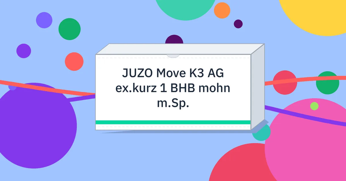 Symbolbild: Packung mit der Aufschrift JUZO Move K3 AG ex.kurz 1 BHB mohn m.Sp. (PZN 18595442) – Verfügbarkeit und Bezug in Apotheken in Frankfurt am Main