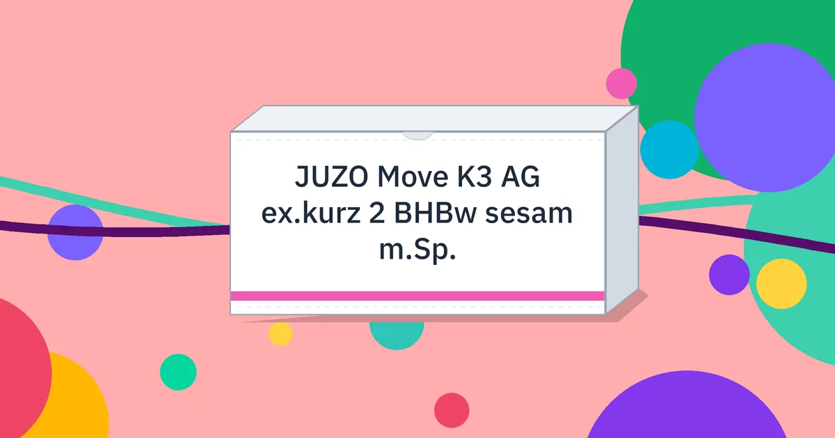Symbolbild: Packung mit der Aufschrift JUZO Move K3 AG ex.kurz 2 BHBw sesam m.Sp. (PZN 18583829) – Verfügbarkeit und Bezug in Apotheken in Frankfurt am Main