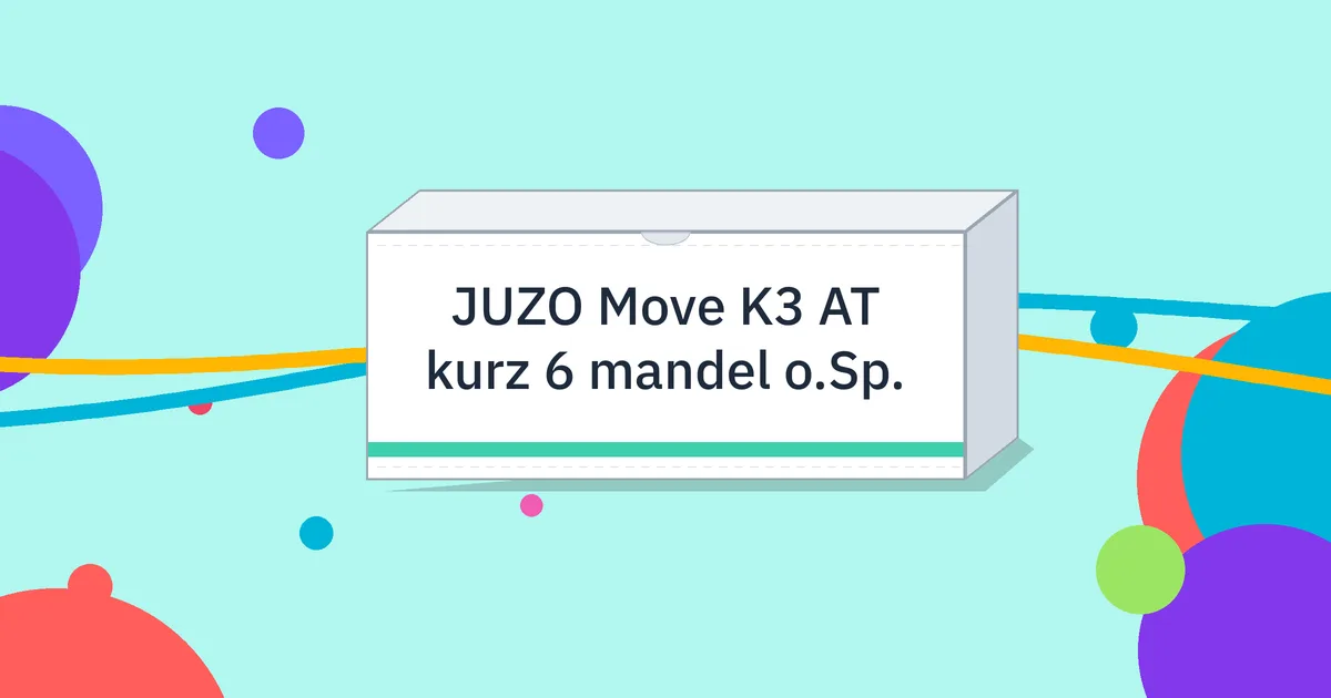 Symbolbild: Packung mit der Aufschrift JUZO Move K3 AT kurz 6 mandel o.Sp. (PZN 20684874) – Verfügbarkeit und Bezug in Apotheken in Frankfurt am Main