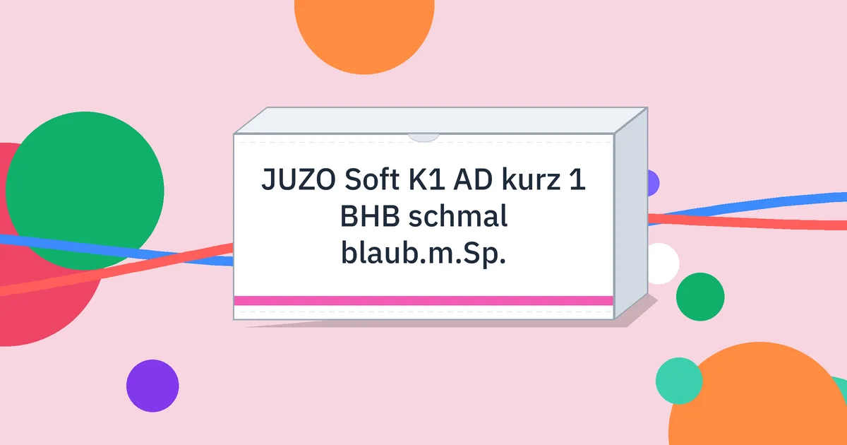 Symbolbild: Packung mit der Aufschrift JUZO Soft K1 AD kurz 1 BHB schmal blaub.m.Sp. (PZN 15461770) – Verfügbarkeit und Bezug in Apotheken in Frankfurt am Main