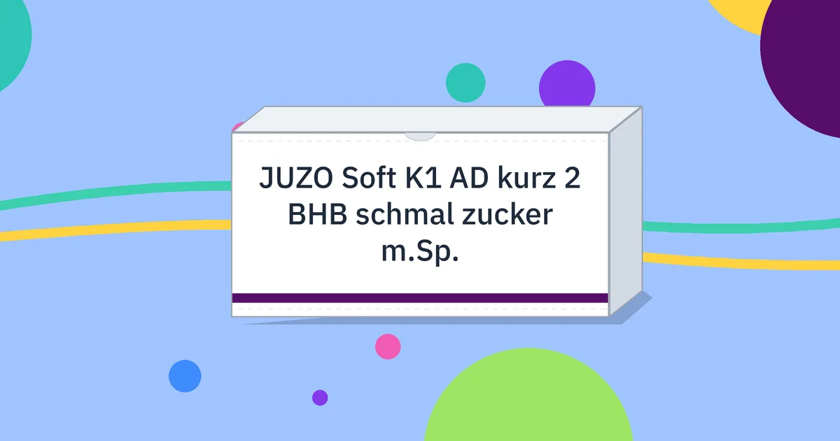 Symbolbild: Packung mit der Aufschrift JUZO Soft K1 AD kurz 2 BHB schmal zucker m.Sp. (PZN 15461422) – Verfügbarkeit und Bezug in Apotheken in Frankfurt am Main