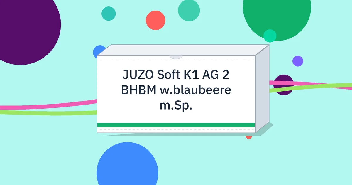 Symbolbild: Packung mit der Aufschrift JUZO Soft K1 AG 2 BHBM w.blaubeere m.Sp. (PZN 14862981) – Verfügbarkeit und Bezug in Apotheken in Frankfurt am Main