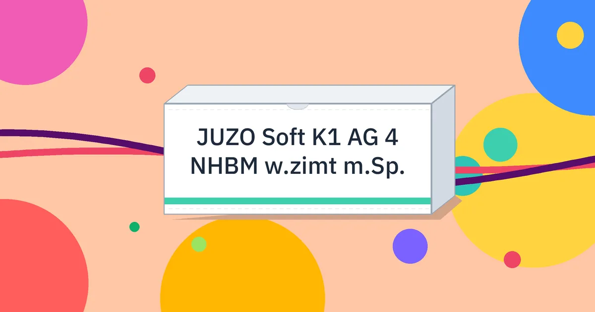 Symbolbild: Packung mit der Aufschrift JUZO Soft K1 AG 4 NHBM w.zimt m.Sp. (PZN 15015527) – Verfügbarkeit und Bezug in Apotheken in Frankfurt am Main