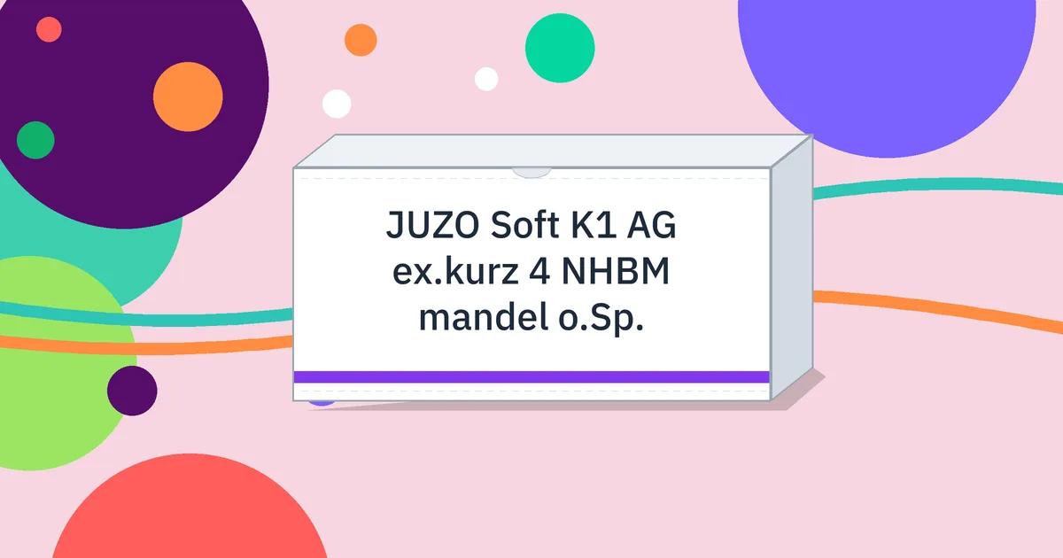 Symbolbild: Packung mit der Aufschrift JUZO Soft K1 AG ex.kurz 4 NHBM mandel o.Sp. (PZN 15000810) – Verfügbarkeit und Bezug in Apotheken in Frankfurt am Main