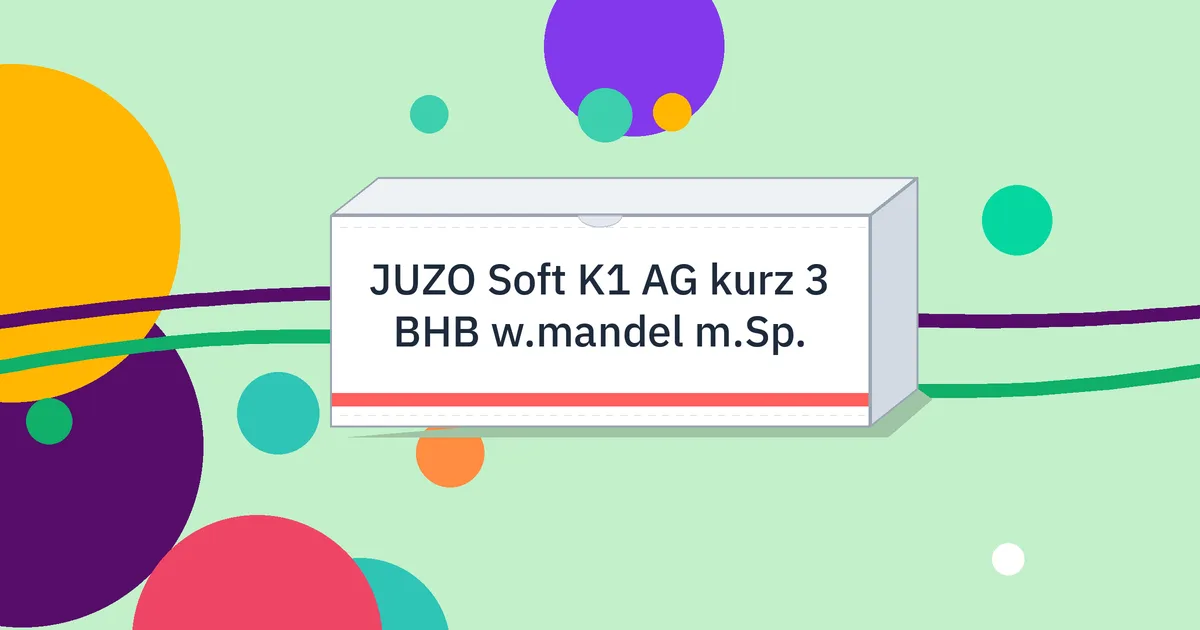 Symbolbild: Packung mit der Aufschrift JUZO Soft K1 AG kurz 3 BHB w.mandel m.Sp. (PZN 14838273) – Verfügbarkeit und Bezug in Apotheken in Frankfurt am Main