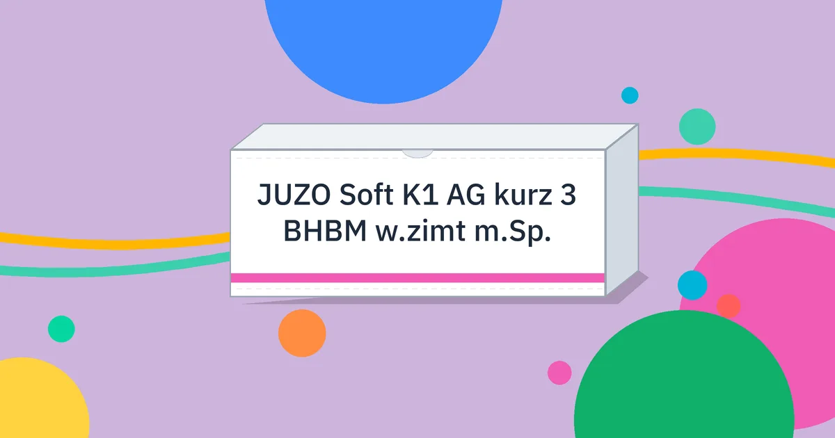 Symbolbild: Packung mit der Aufschrift JUZO Soft K1 AG kurz 3 BHBM w.zimt m.Sp. (PZN 14863420) – Verfügbarkeit und Bezug in Apotheken in Frankfurt am Main